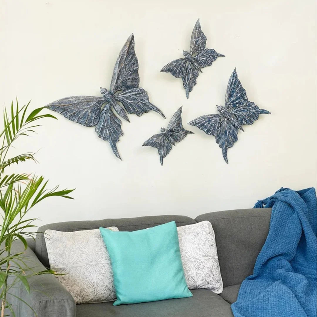 TIMBER KALA'S SET OF 4 BUTTERFLY TIMBER WINGS FOR DECOR